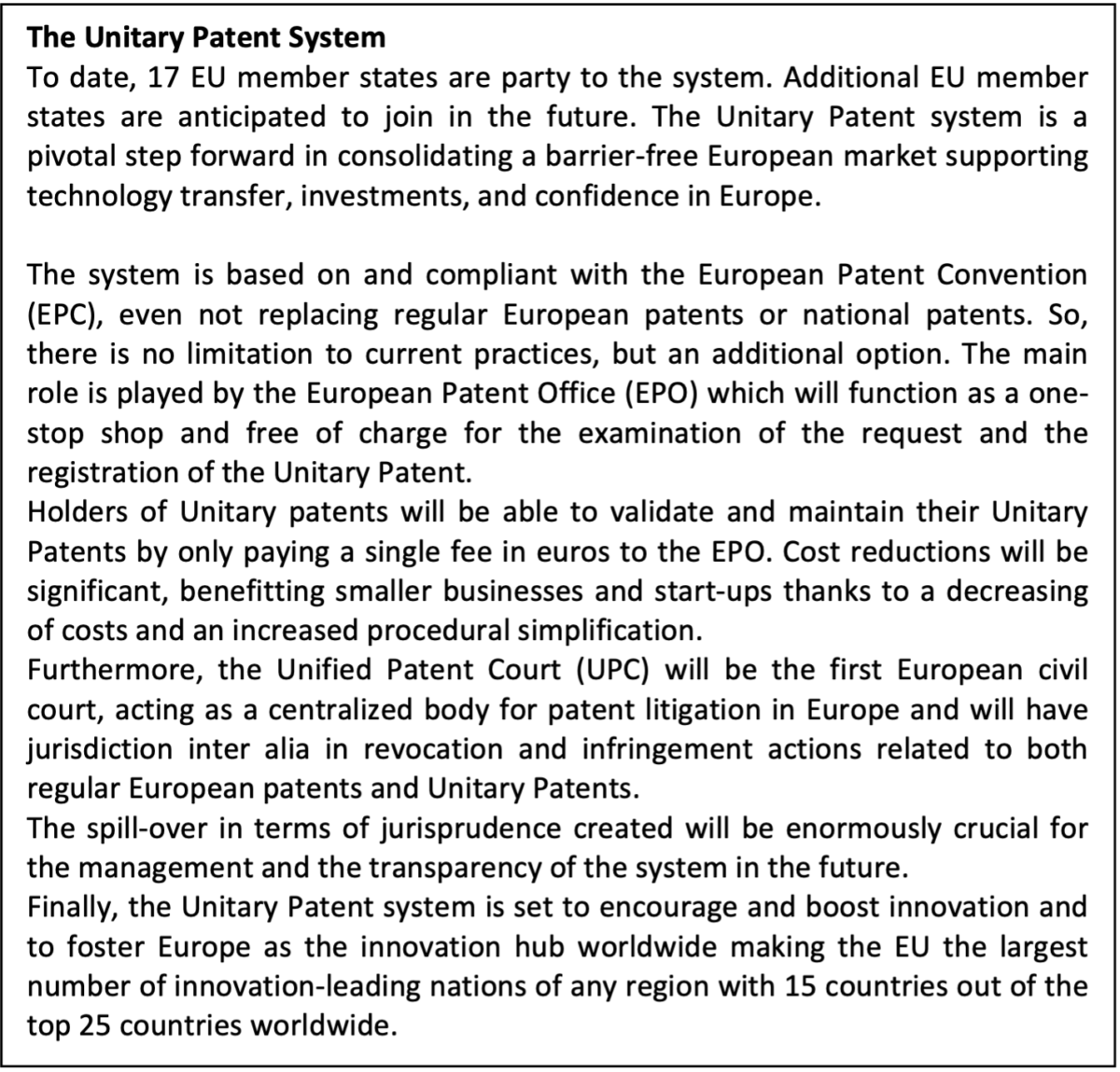 ECO2Fuel - The New Unitary Patent System: Will it Support or Undermine ...